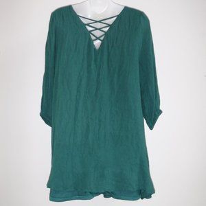 entro | Tops | Entro Green Floral Embroidered Boho Swing Tunic | Poshmark